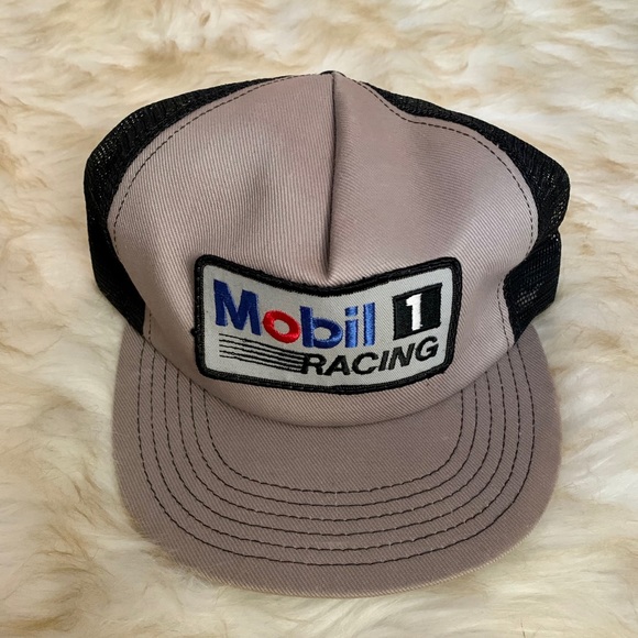 Accessories | New Vintage Trucker Hat Patch Mobil 1 Racing Gray | Poshmark